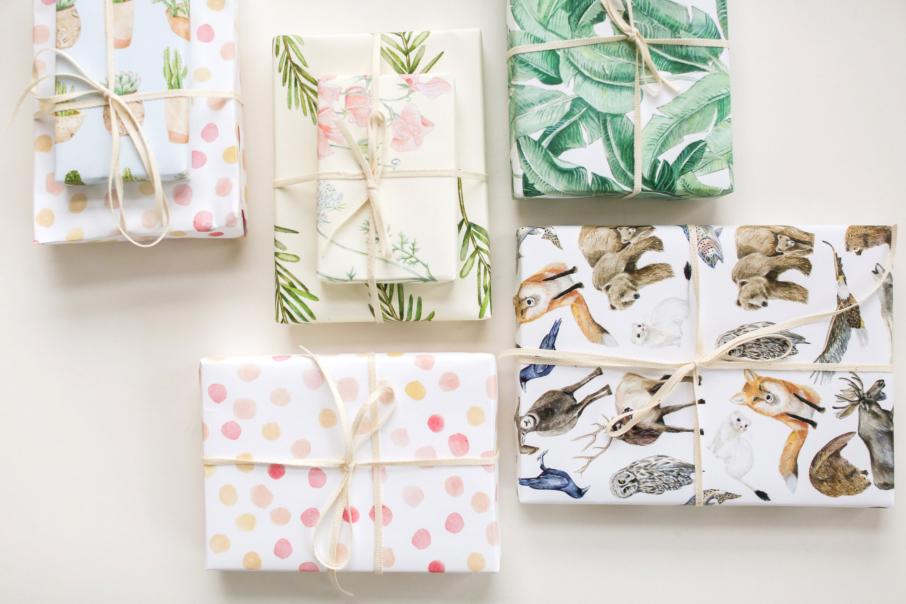 Rustic Mountain Animals Gift Wrap Illustrated Birthday - Etsy