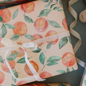 Peach Garden Gift Wrap - Peach Wrapping Paper, Peaches Fruit Luxury ...