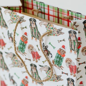 Christmas Gift Bag Featuring Cute Holiday Dogs - Etsy