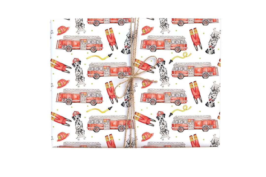 Fire Truck Gift Wrap Featuring- This Recyclable Wrapping Paper is ...