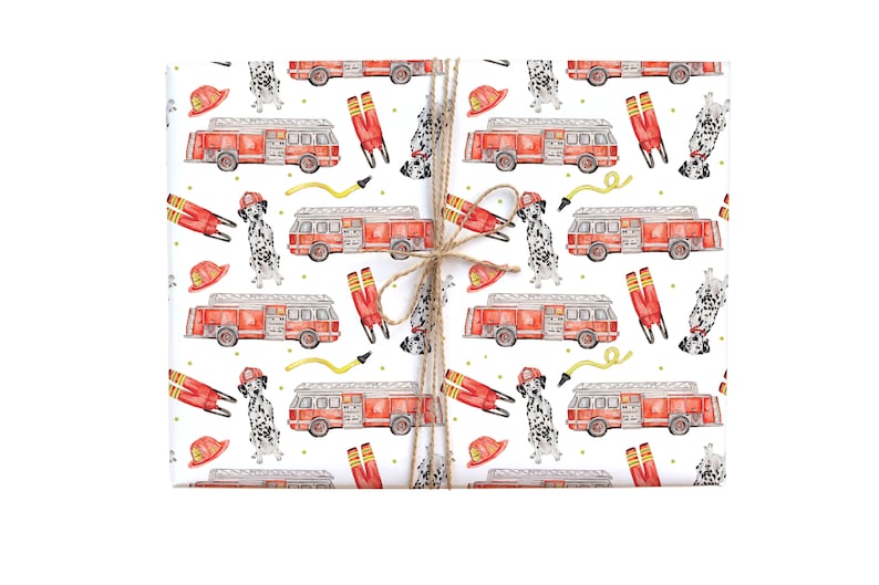 Fire Truck Gift Wrap Featuring This Recyclable Wrapping Paper - Etsy