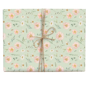 Fresh Spring Poppy Flower Gift Wrap - Illustrated Botanic, Everyday ...