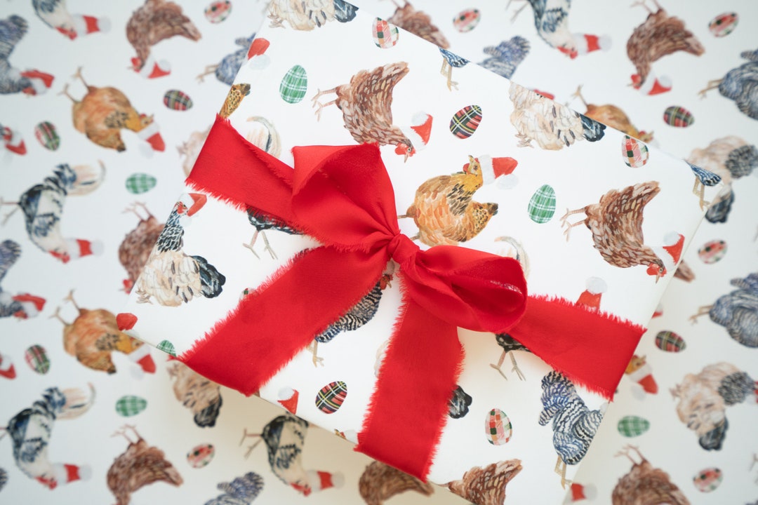 Christmas Chicken Gift Wrap Roll, Holiday Animal Print - Etsy