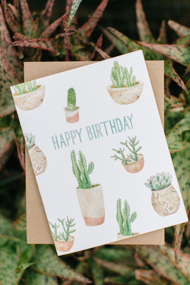 Cactus and Succulent Botanic Birthday Greeting Card - Etsy