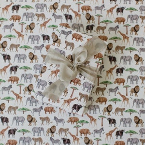 Wrapping Paper Featuring Safari Animals Cute Gift Wrap for Kids ...