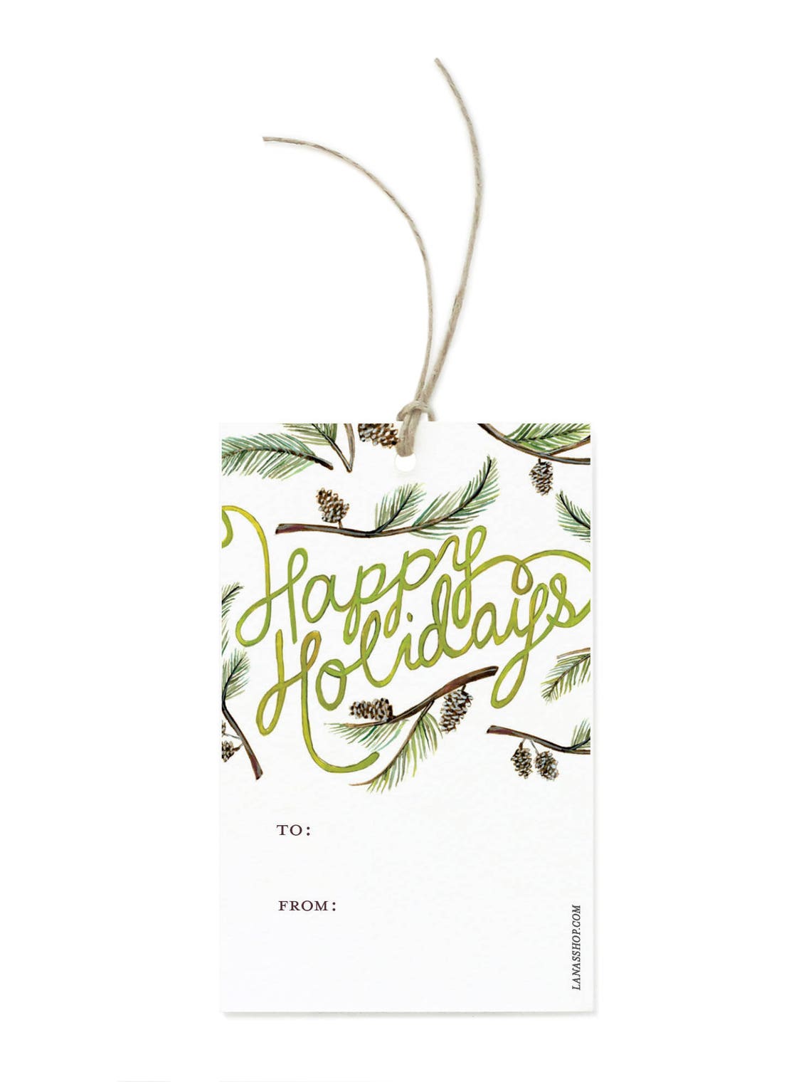 Botanic Greenery Happy Holidays Gift Tags Illustrated | Etsy