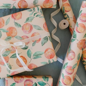 Peach Garden Gift Wrap - Peach Wrapping Paper, Peaches Fruit Luxury ...