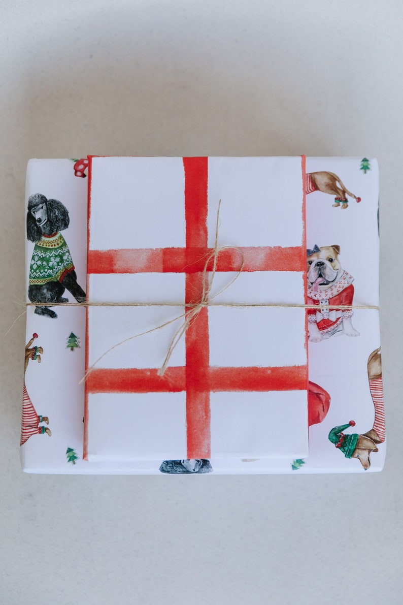 Red Checkered Pattern Holiday Gift Wrap Illustrated - Etsy