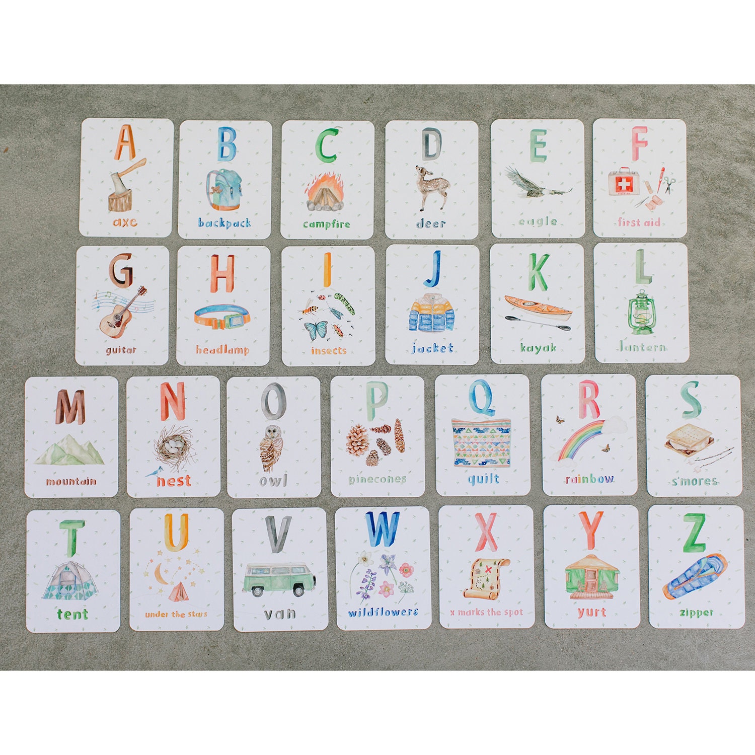 ABC Camping Flash Cards for Kids Nature Themed Alphabet - Etsy Canada