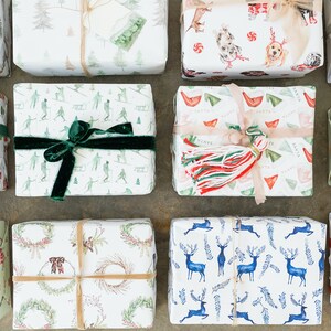 Beautiful Christmas Wrapping Paper Featuring Holiday Wreaths Perfect ...