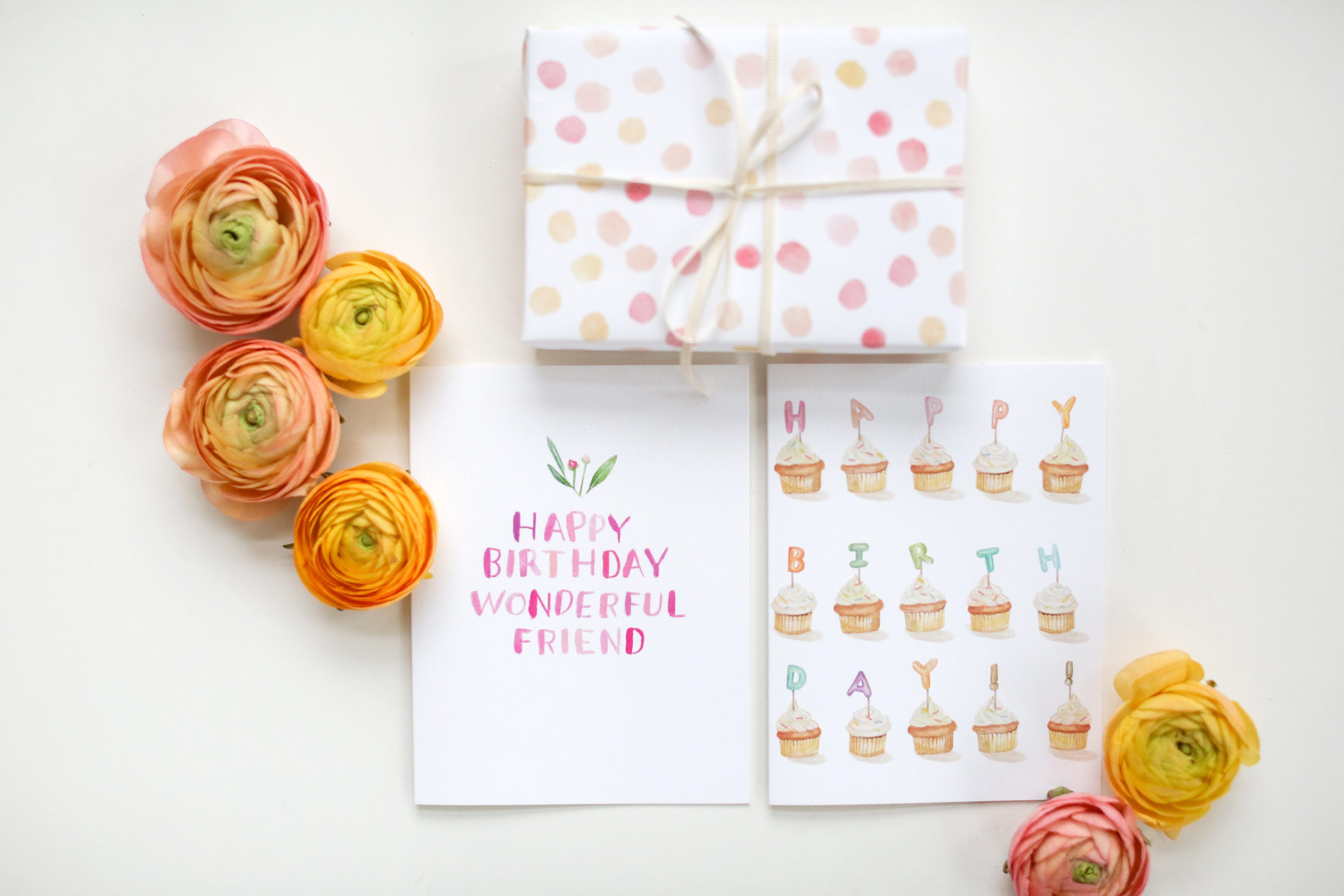 Pink Flower Happy Birthday Card Illustrated Celebration | Etsy