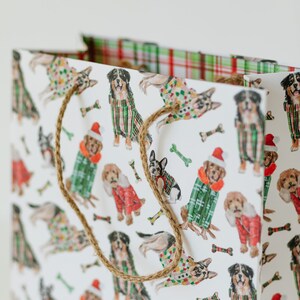 Christmas Gift Bag Featuring Cute Holiday Dogs - Etsy