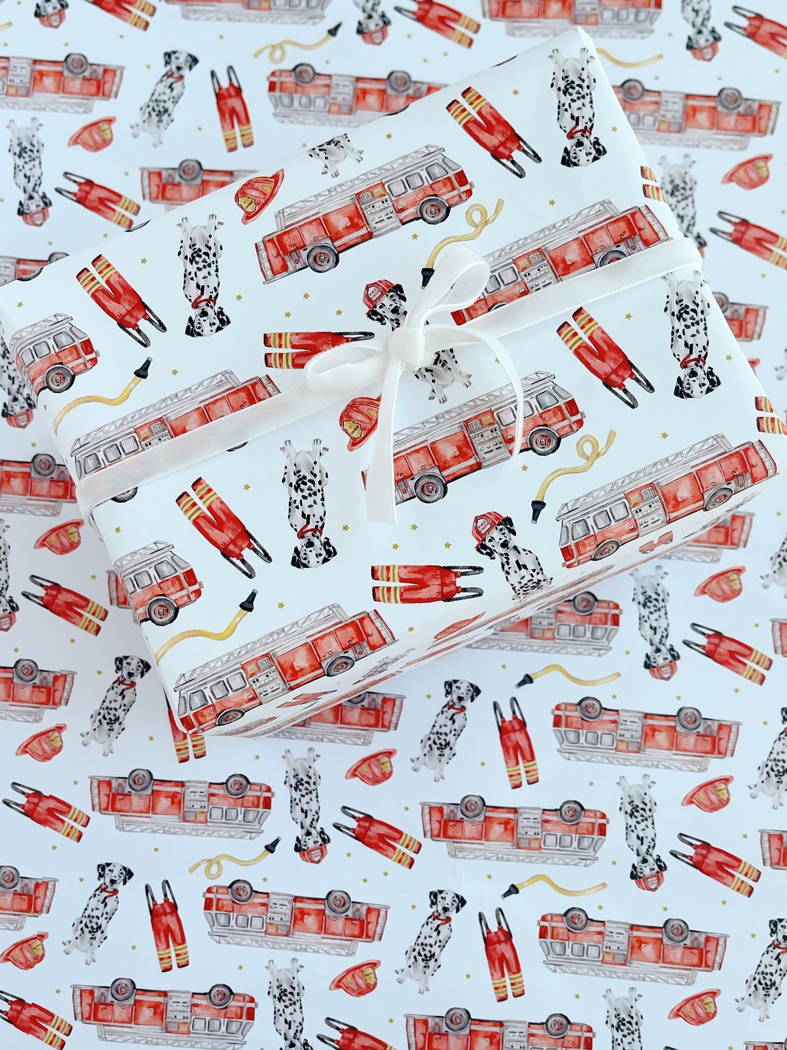 Fire Truck Gift Wrap Featuring This Recyclable Wrapping Paper - Etsy
