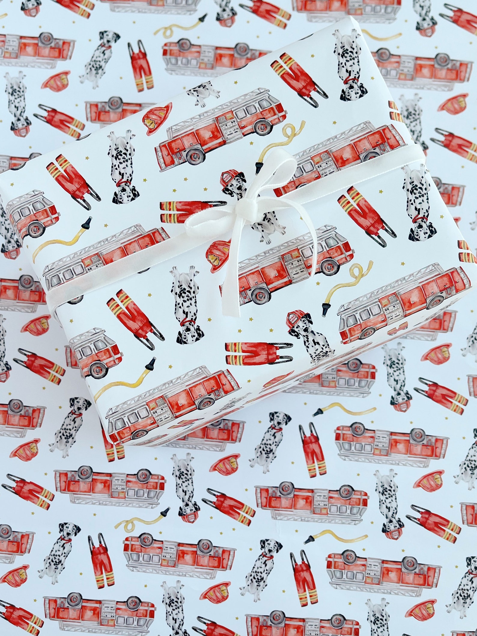 Fire Truck Gift Wrap Featuring This Recyclable Wrapping Paper - Etsy