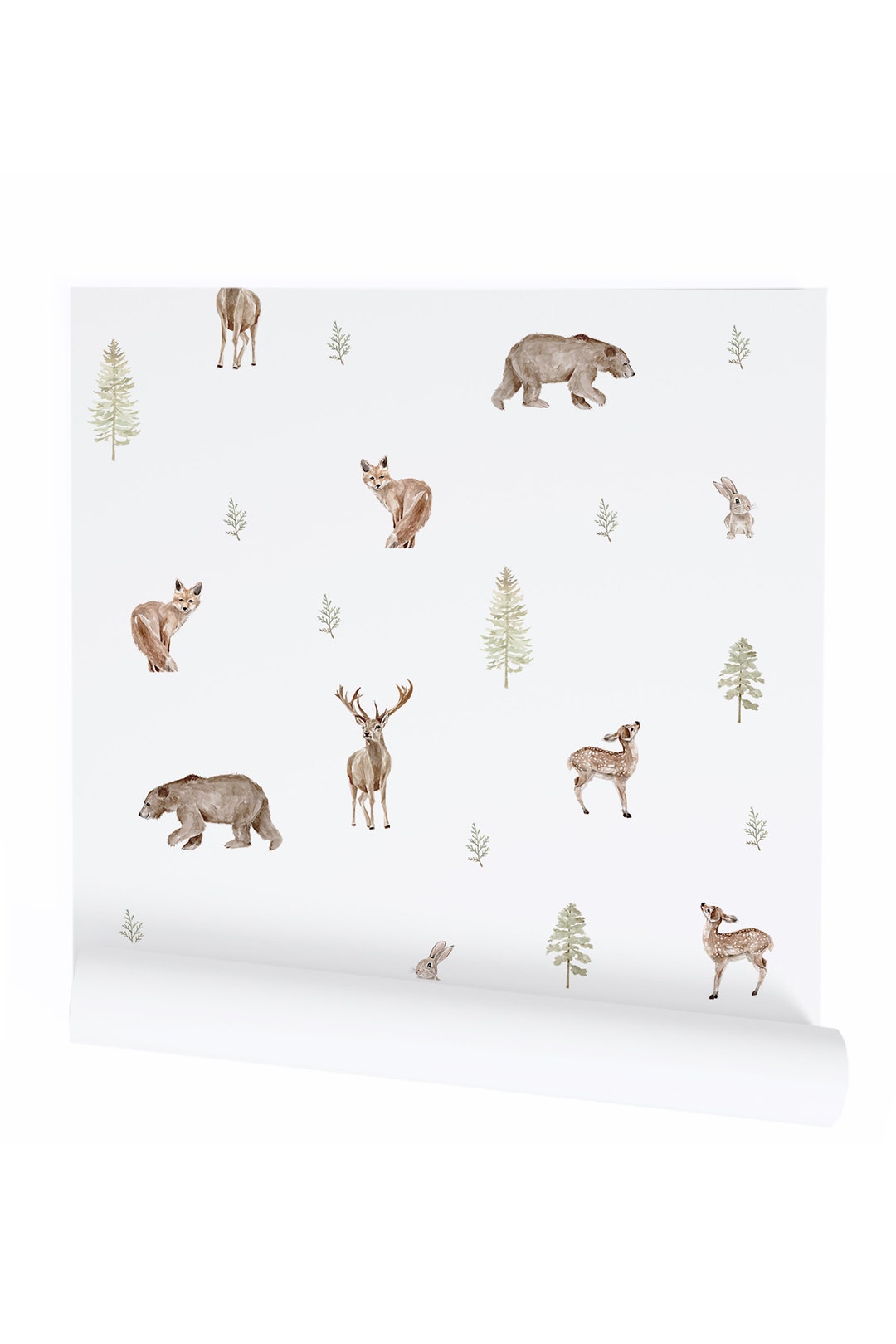 Woodland Animals Wallpaper Roll Perfect for Woodland Themed Nurseries ...