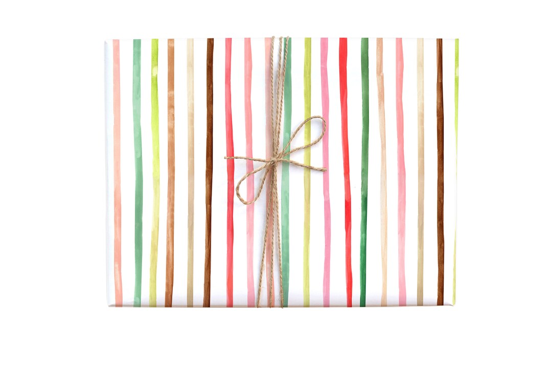 Happy Colorful Striped Minimalist Gift Wrap - Illustrated Birthday ...