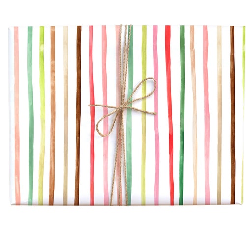 Happy Colorful Striped Minimalist Gift Wrap Illustrated - Etsy