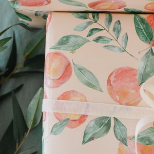 Peach Garden Gift Wrap - Peach Wrapping Paper, Peaches Fruit Luxury ...