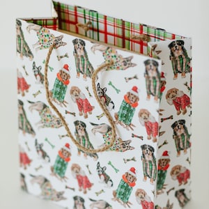 Christmas Gift Bag Featuring Cute Holiday Dogs - Etsy