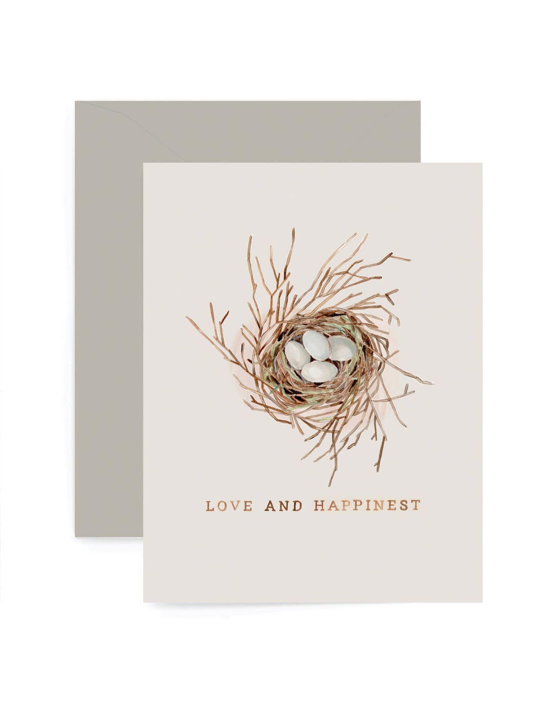 Love and Happinest Greeting Card - Illustrated Birds Nest, Love ...