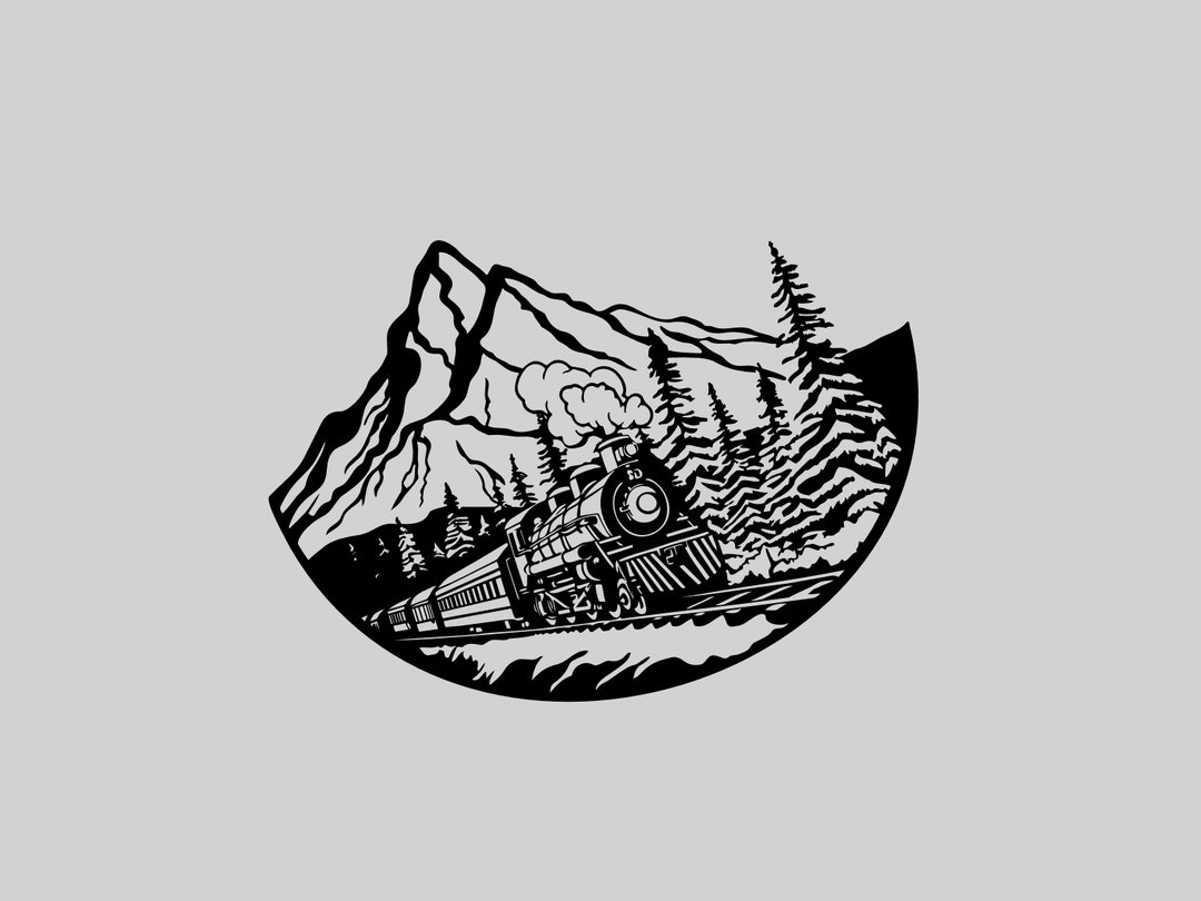 Mural American "steam Locomotive" With Mountain Motif - Selection of ...