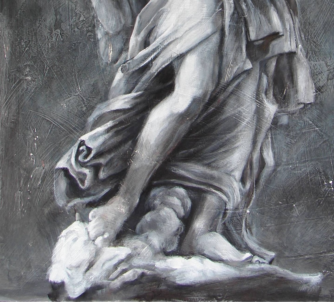 Original Fine Art Painting Italian Angel Sculpture Angel | Etsy