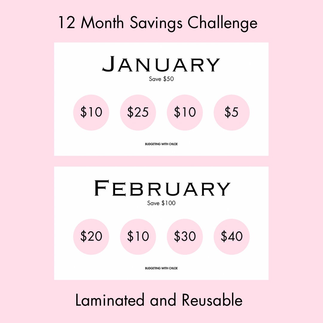 12 Months Savings Challenge Save One Thousand Dollars A6 Binder ...