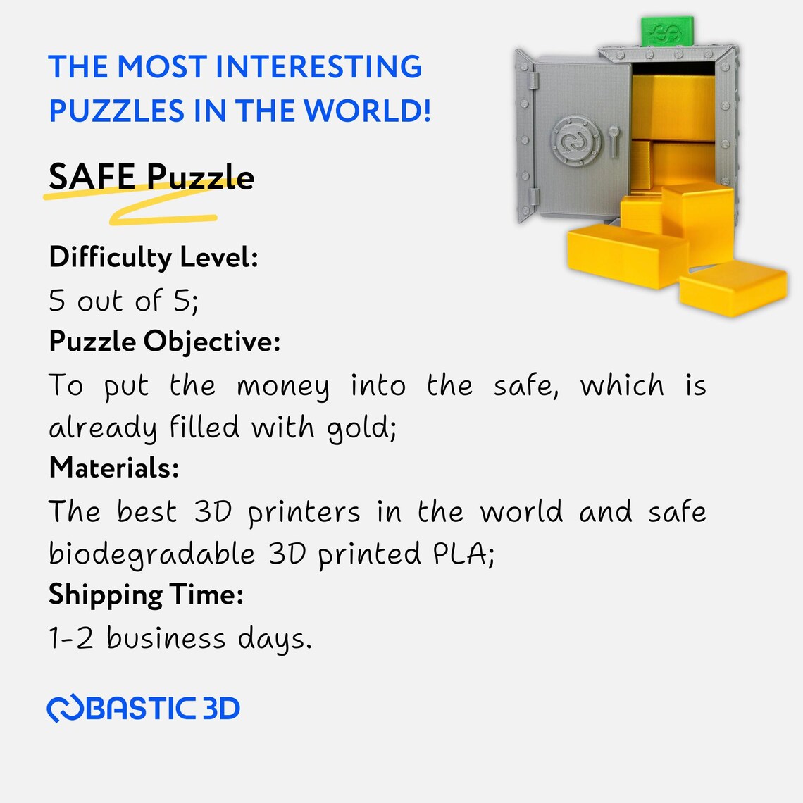 3D Printed Brain Teaser, Puzzle Box for Adults, Difficult Brain Games ...