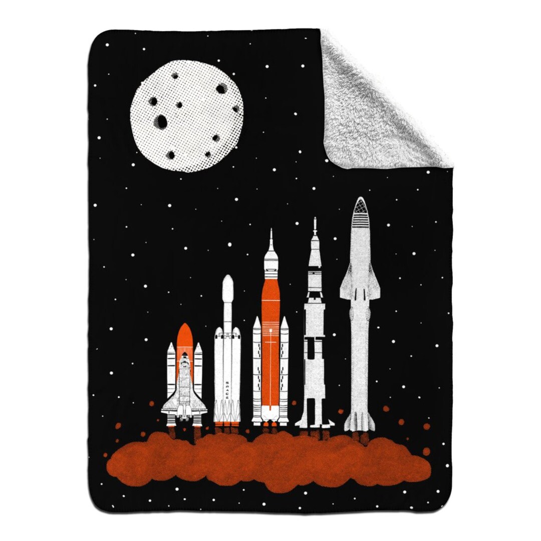Rockets Fleece Blanket, Space Shuttle Design, Cozy Throw in 2 Sizes - Etsy