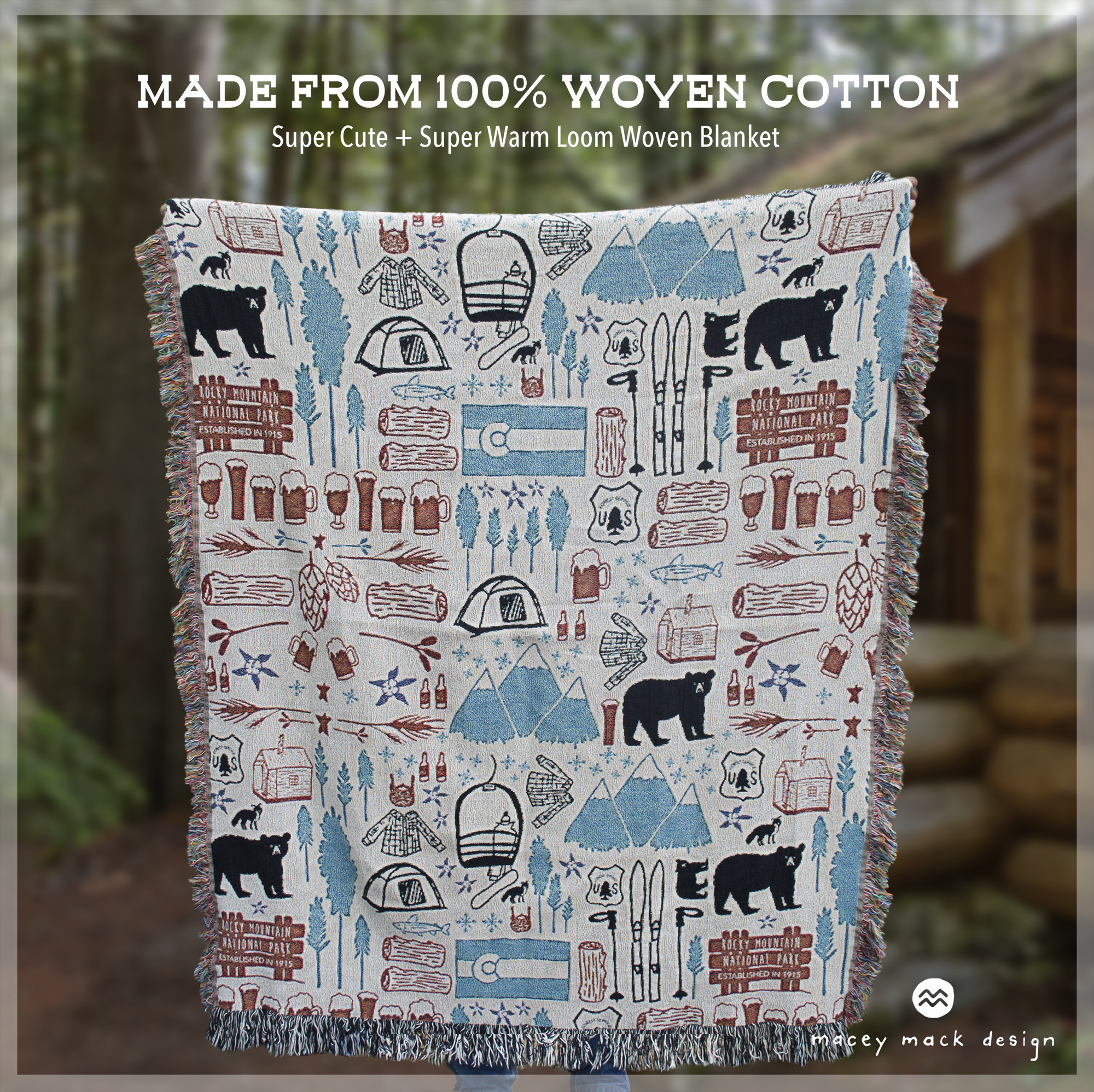 Colorado Woven Throw Blanket 100% Cotton in 2 Sizes Colorado | Etsy