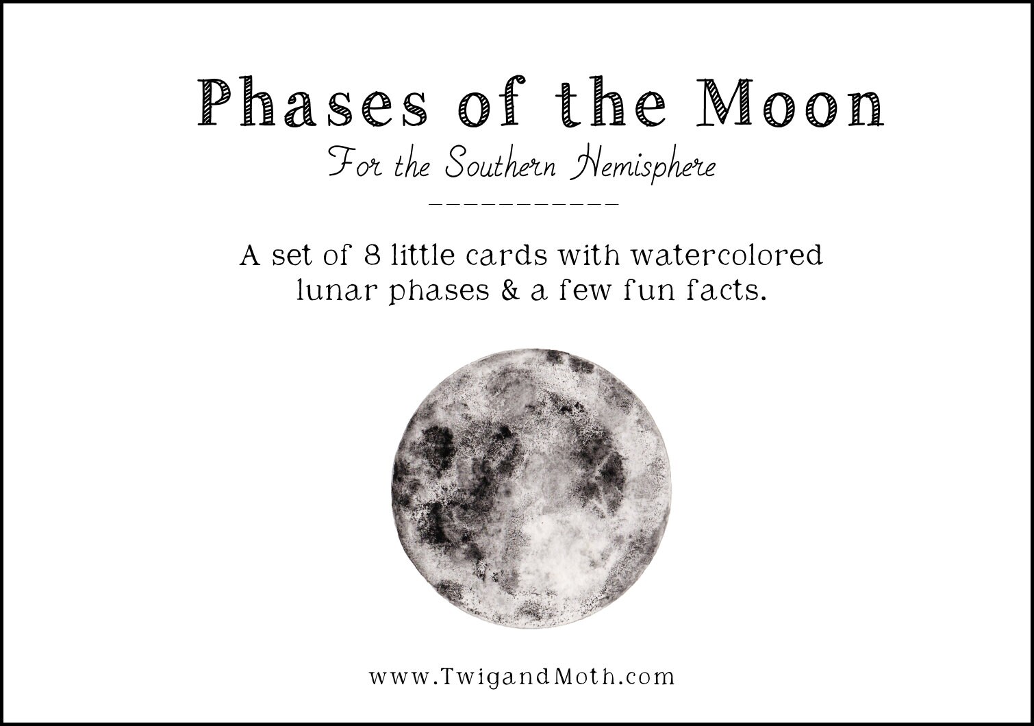 Moon Bundle - Digital Phases of the Moon Cards (northern & Southern ...