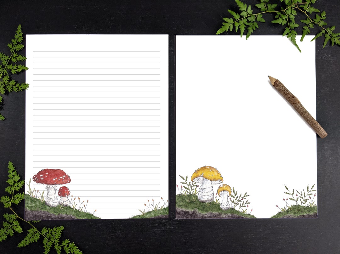 Mushrooms Printable Stationery, Letter Writing Papers, Editable ...