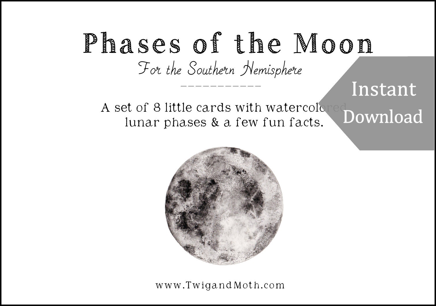 Phases of the Moon Cards Northern & Southern Hemisphere - Etsy