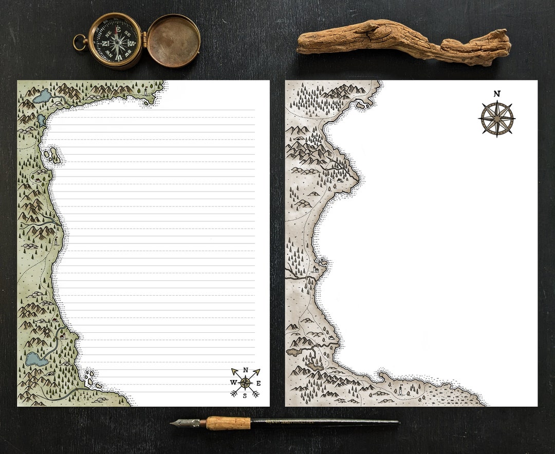 Adventure Maps Printable Stationery, Letter Writing Papers for All Ages ...