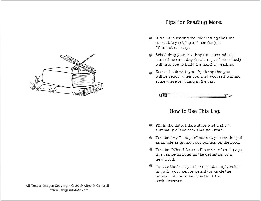 Reading Log for Kids DIGITAL PRINTABLE PDF for 8.5 X | Etsy