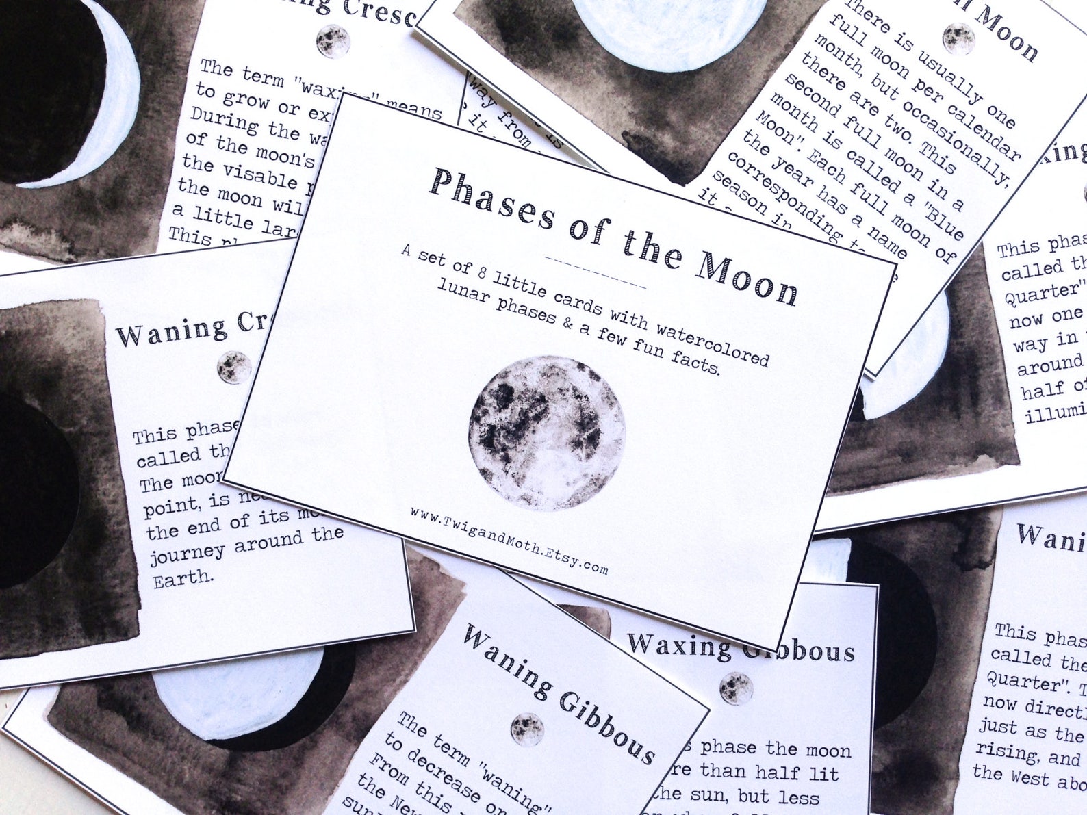 Phases of the Moon Cards Northern & Southern Hemisphere | Etsy UK