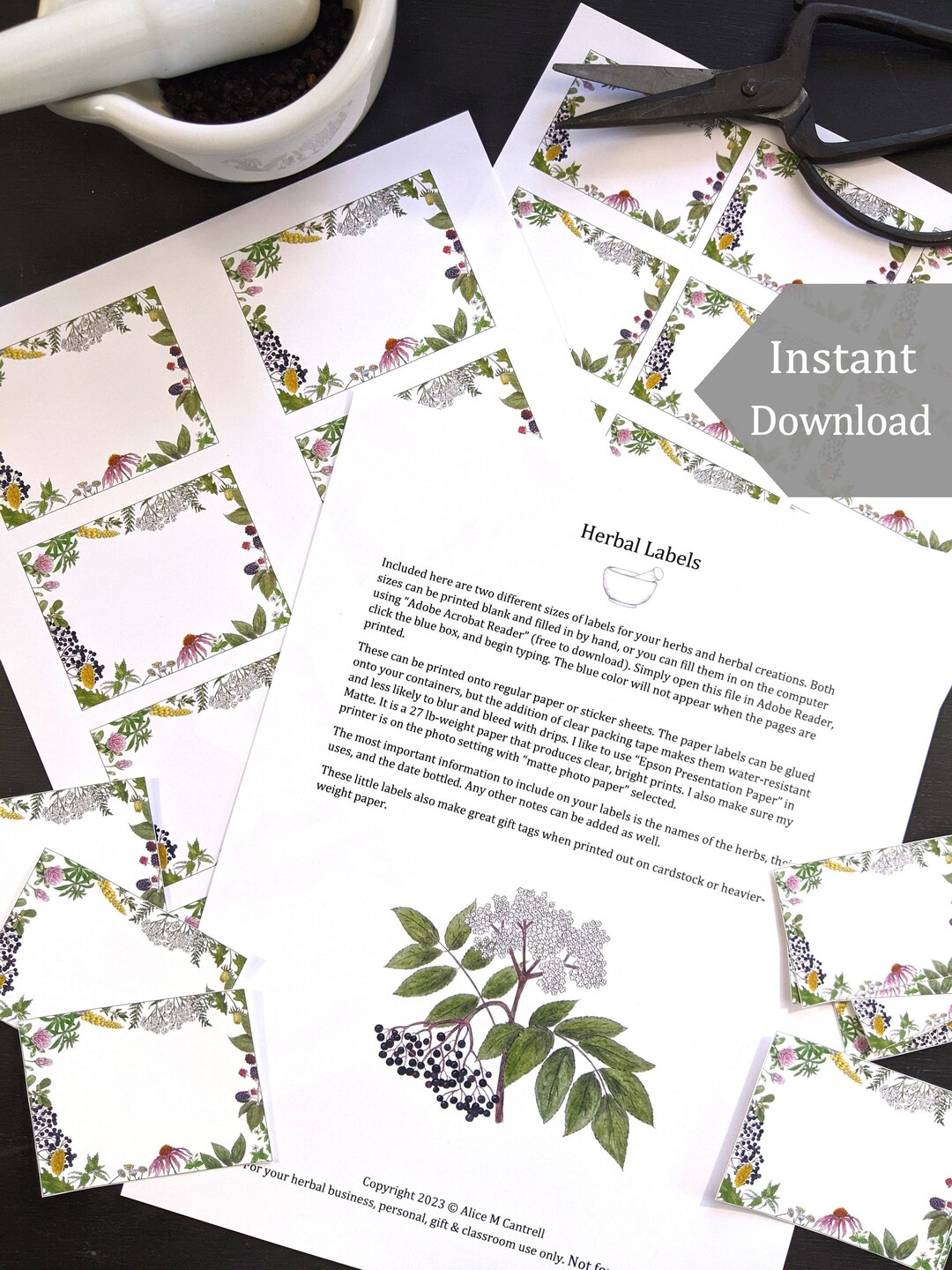 Printable Botanical Themed Herbal Labels for Herbalists - Editable ...