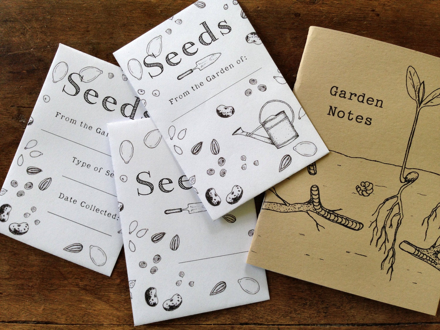 Seed Bundle - Seed Envelopes & Tags + Gardening Notebook Cover With ...