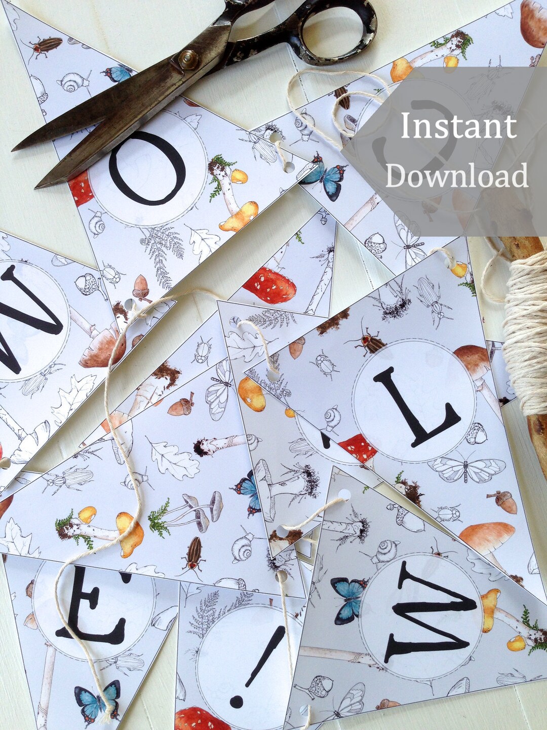Printable, Customizable, Woodland Bunting, Banner - Digital - DIY PDF ...