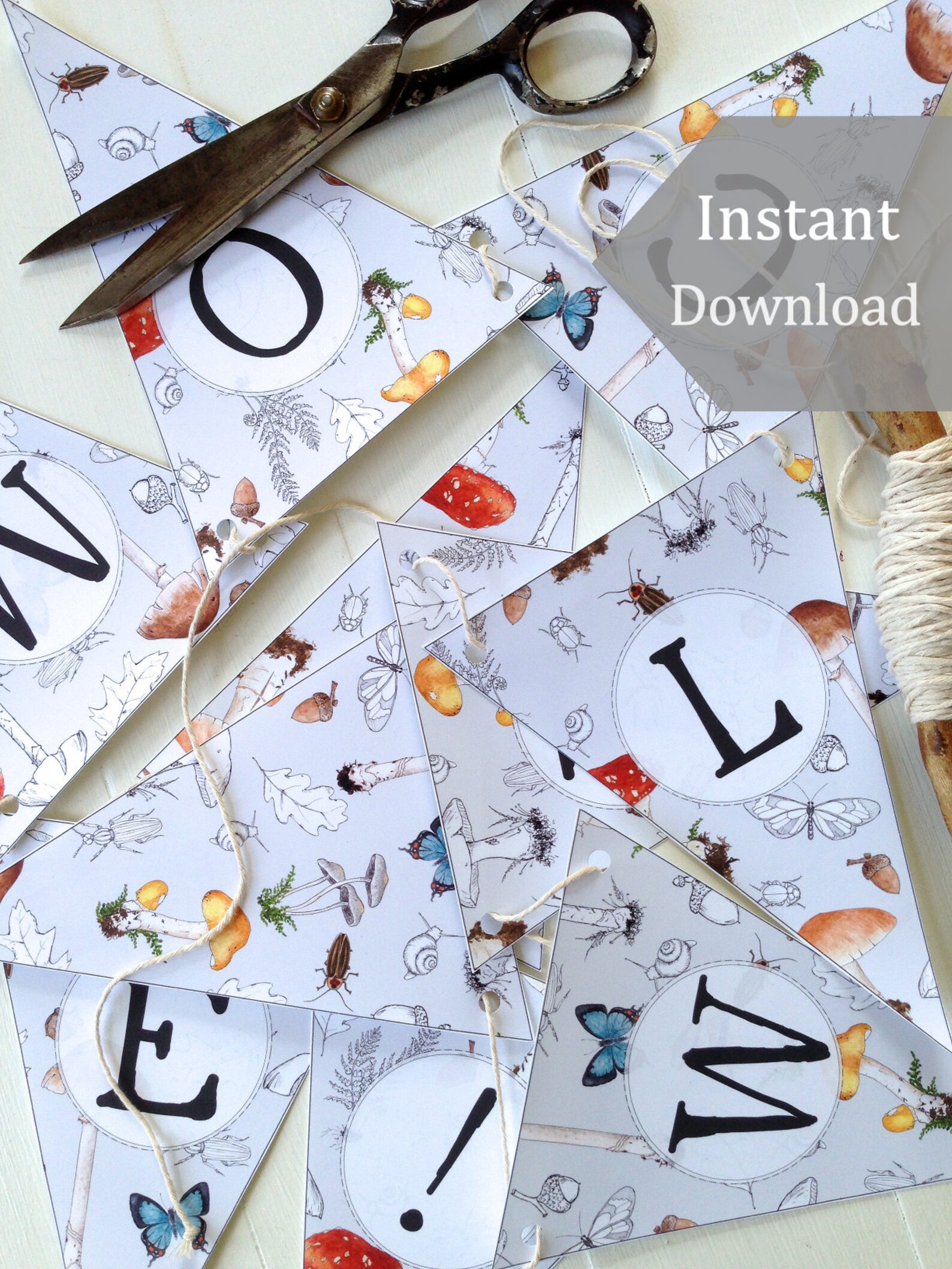 Printable, Customizable, Woodland Bunting, Banner - Digital - DIY PDF ...