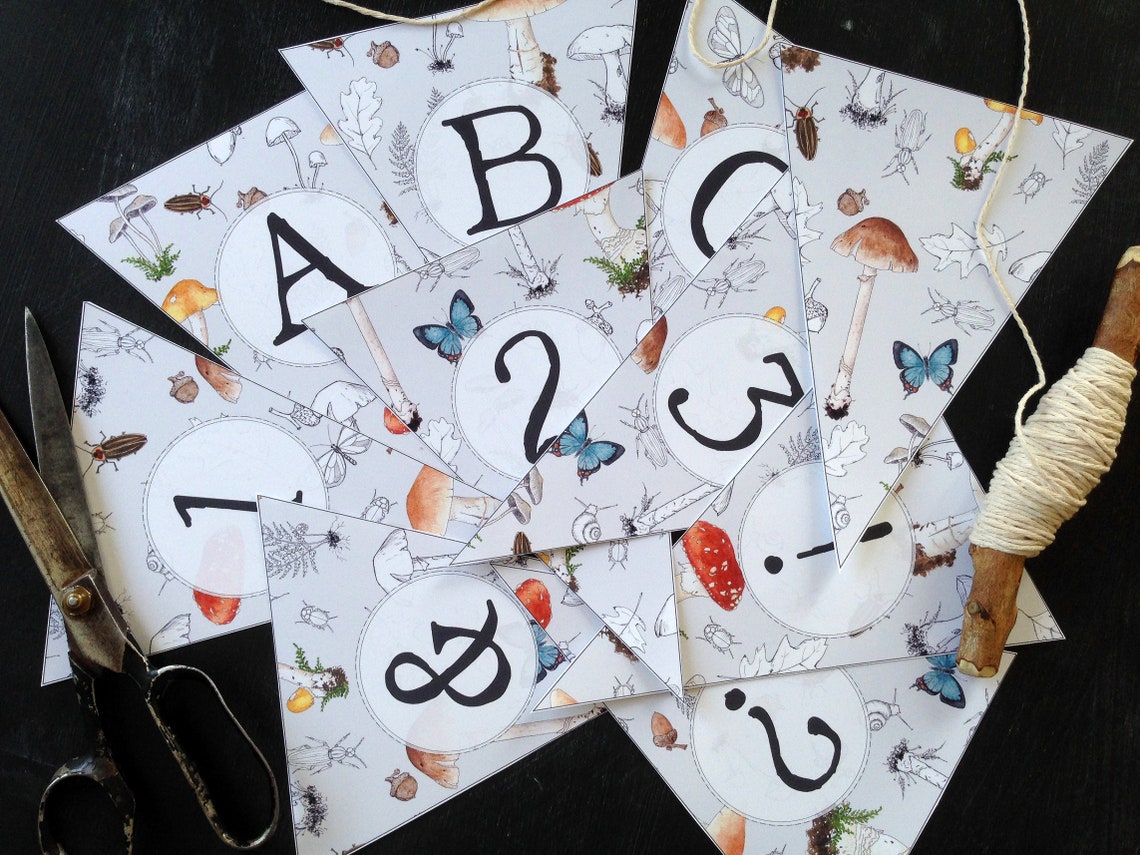 Printable Customizable Woodland Bunting Banner Digital - Etsy