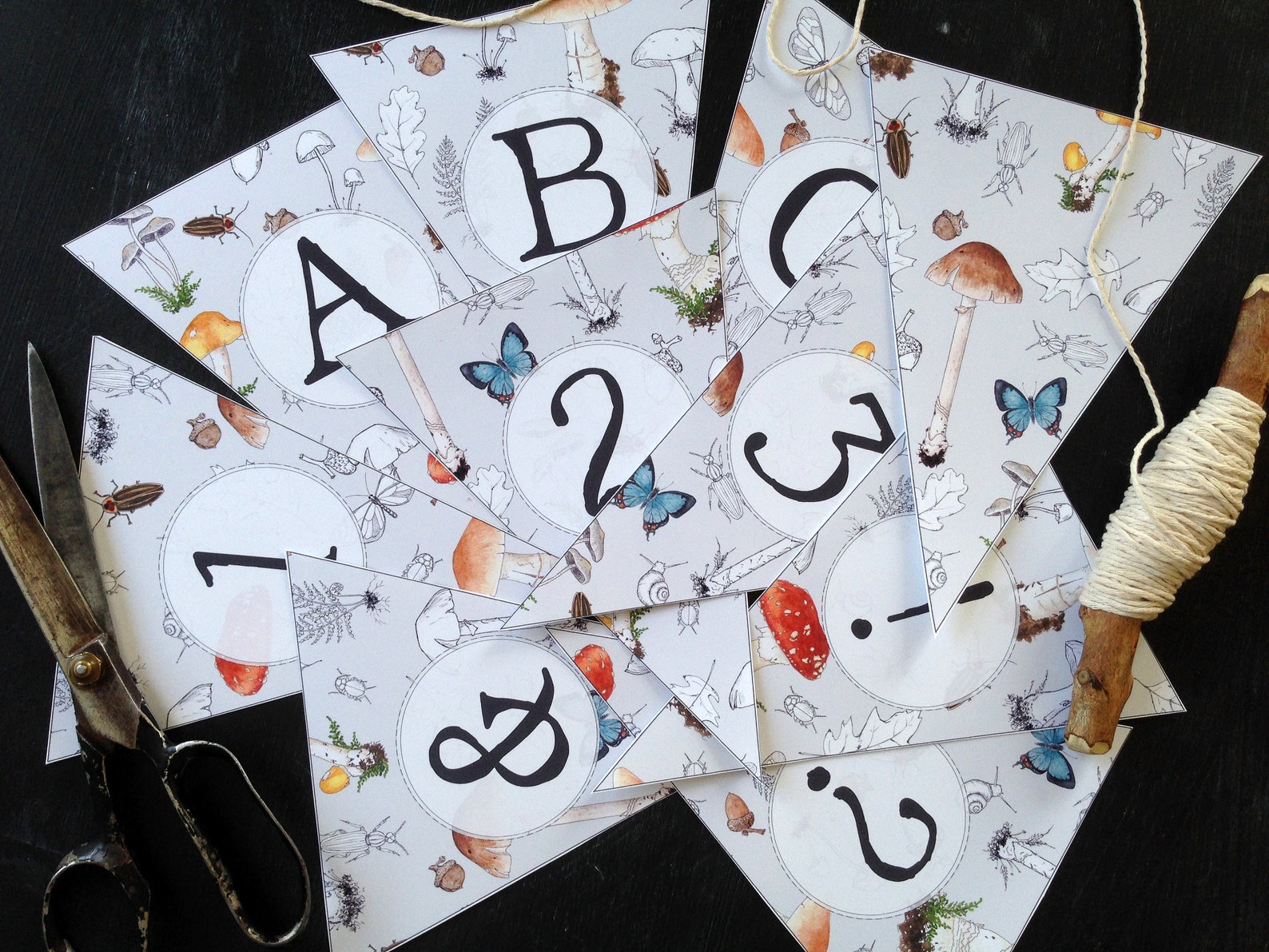 Printable, Customizable, Woodland Bunting, Banner - Digital - DIY PDF ...