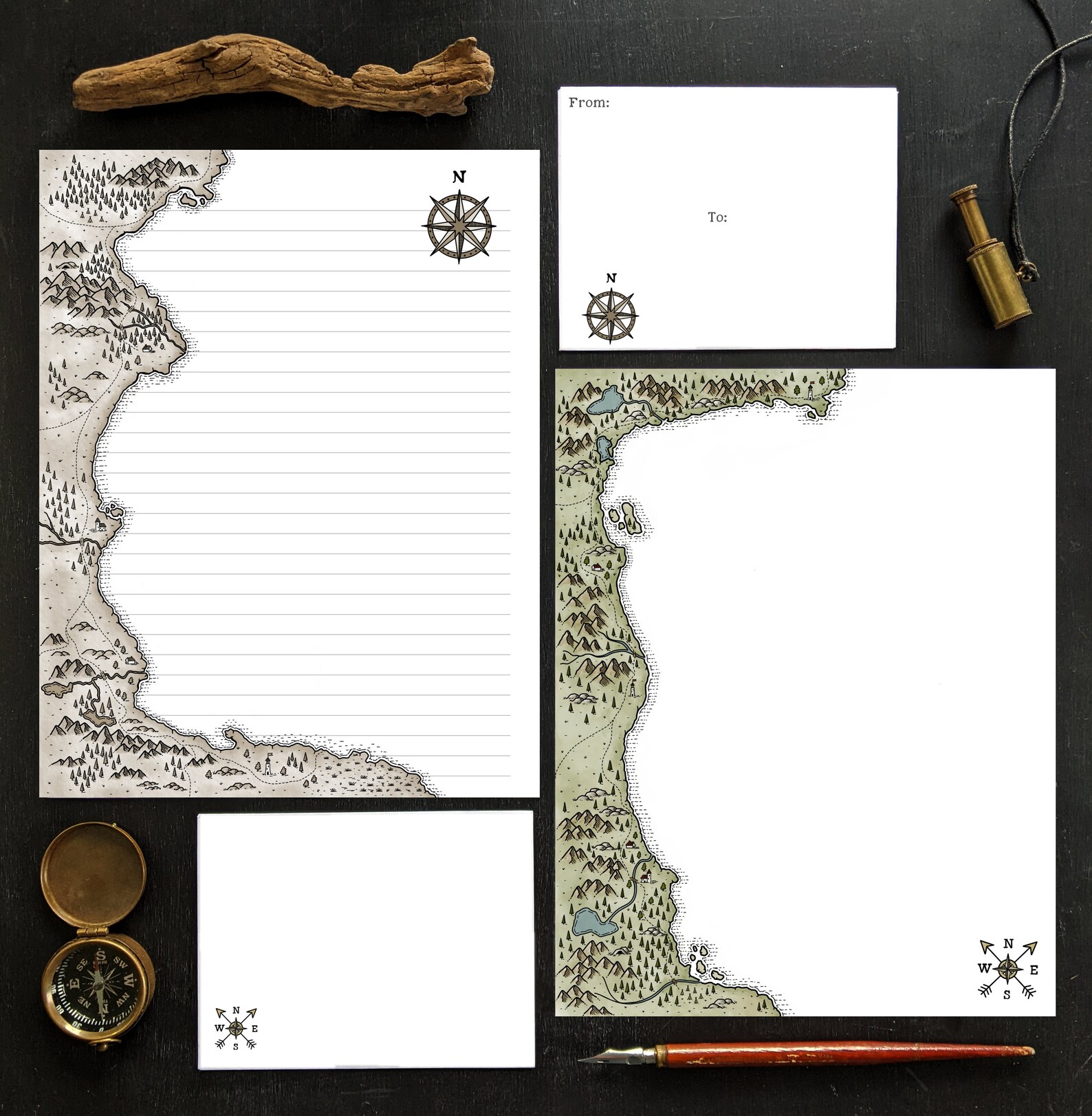 Adventure Maps Printable Stationery Letter Writing Papers for - Etsy