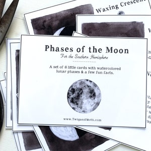 Phases of the Moon Cards Northern & Southern Hemisphere Sets, Home ...