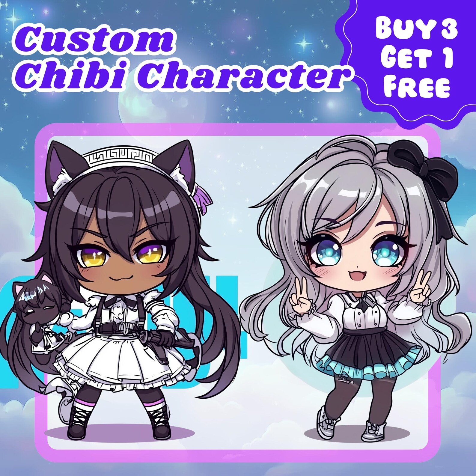 Custom Anime Chibi Portrait: Kawaii Emotes, Streamer PFP (PNG/PSD ...