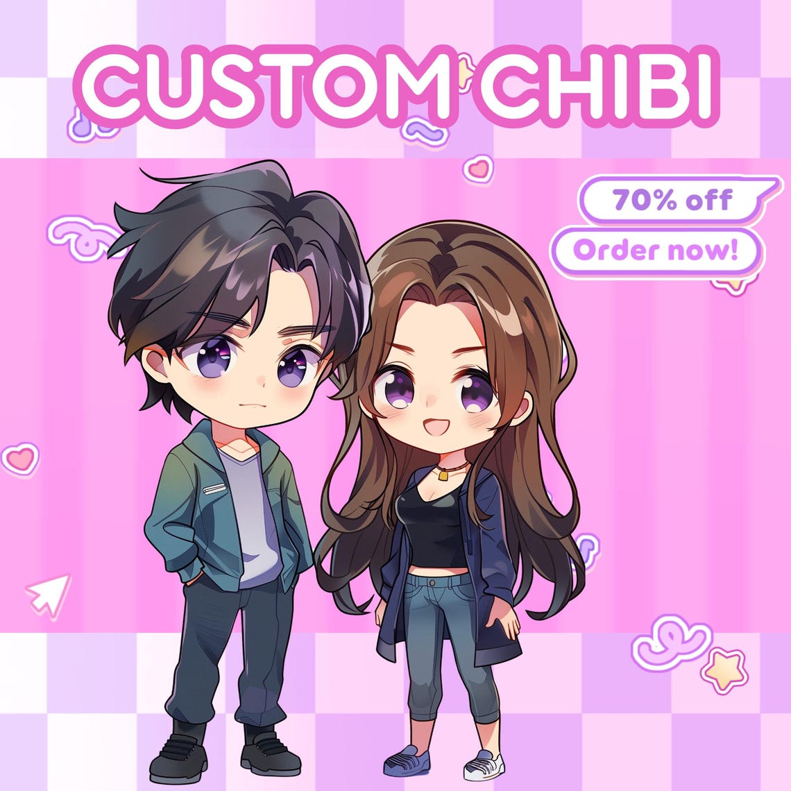 Custom Anime Chibi Portrait: Kawaii Emotes, Streamer PFP (PNG/PSD ...