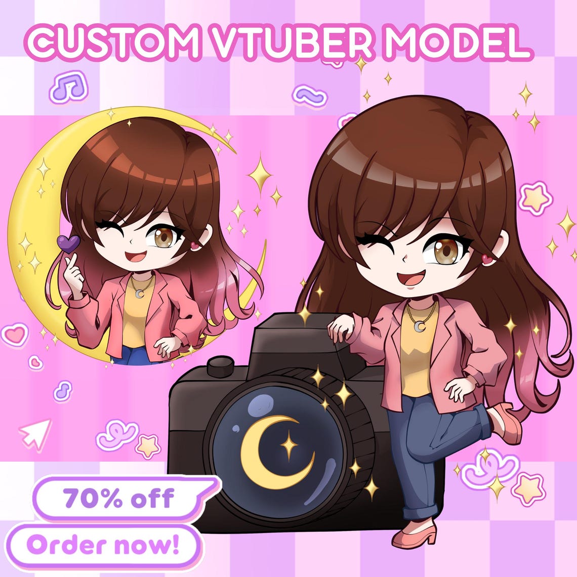 Custom Anime Chibi Portrait: Kawaii Emotes, Streamer PFP (PNG/PSD ...
