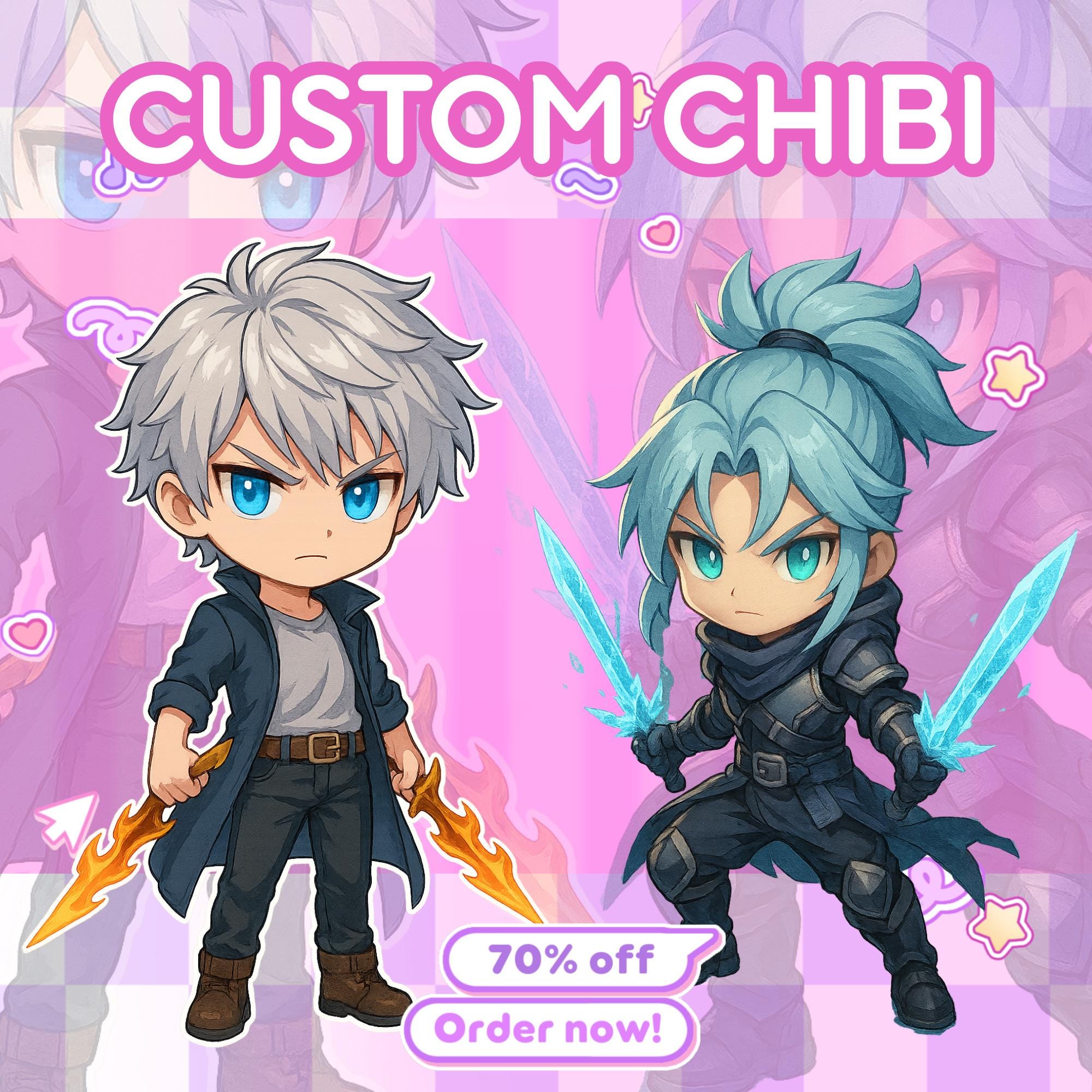 Custom Anime Chibi Portrait: Kawaii Emotes, Streamer PFP (PNG/PSD ...