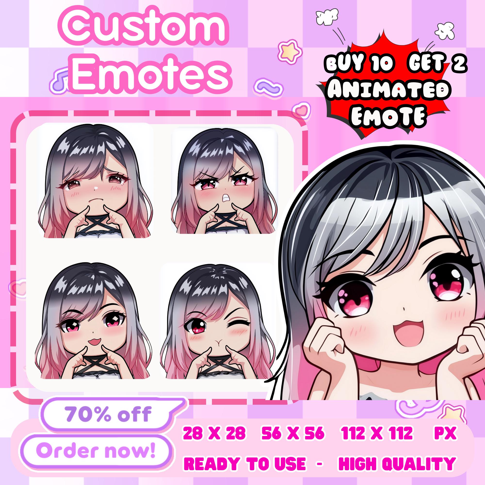 Custom Animated Twitch Emotes | Chibi Anime Emote for Discord & Vtuber ...