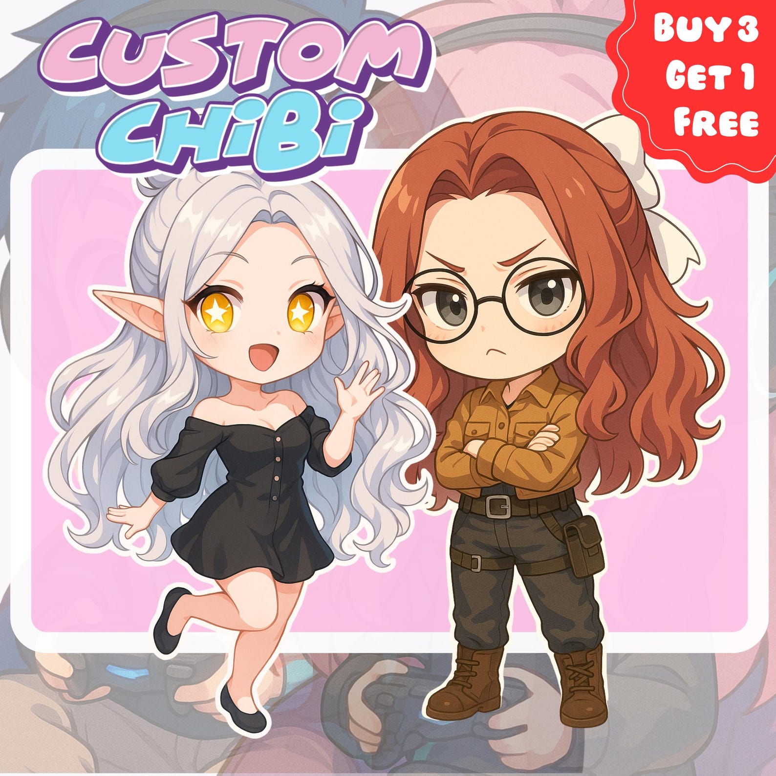 Custom Anime Chibi Portrait: Kawaii Emotes, Streamer PFP (PNG/PSD ...